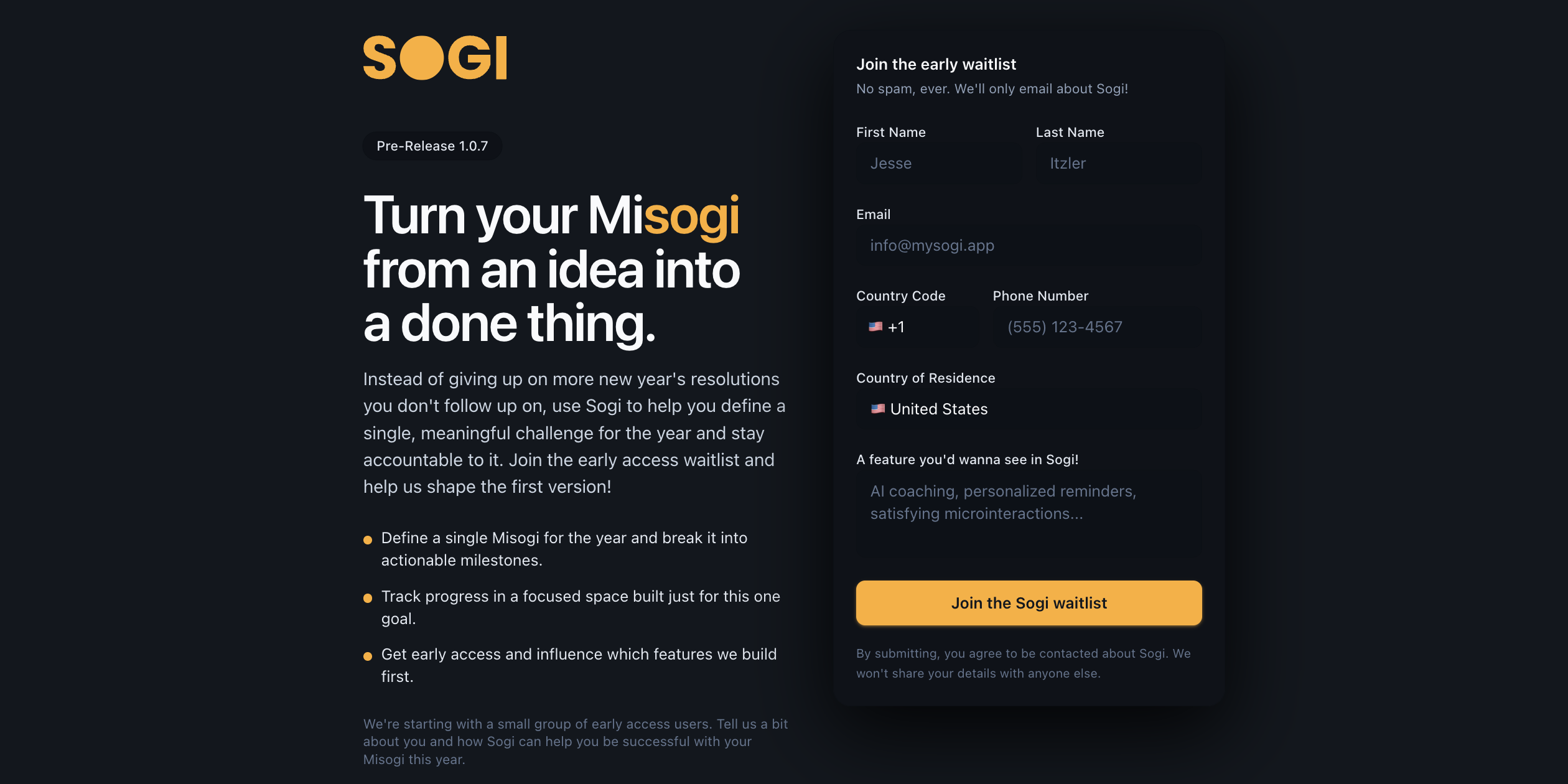 Sogi – Misogi goal tracker